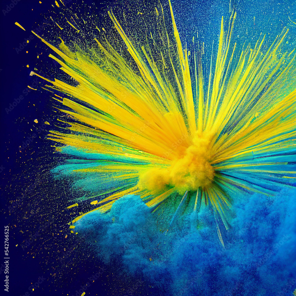 Blue and Yellow Powder Explosion Splatter Texture Background | Ukraine ...