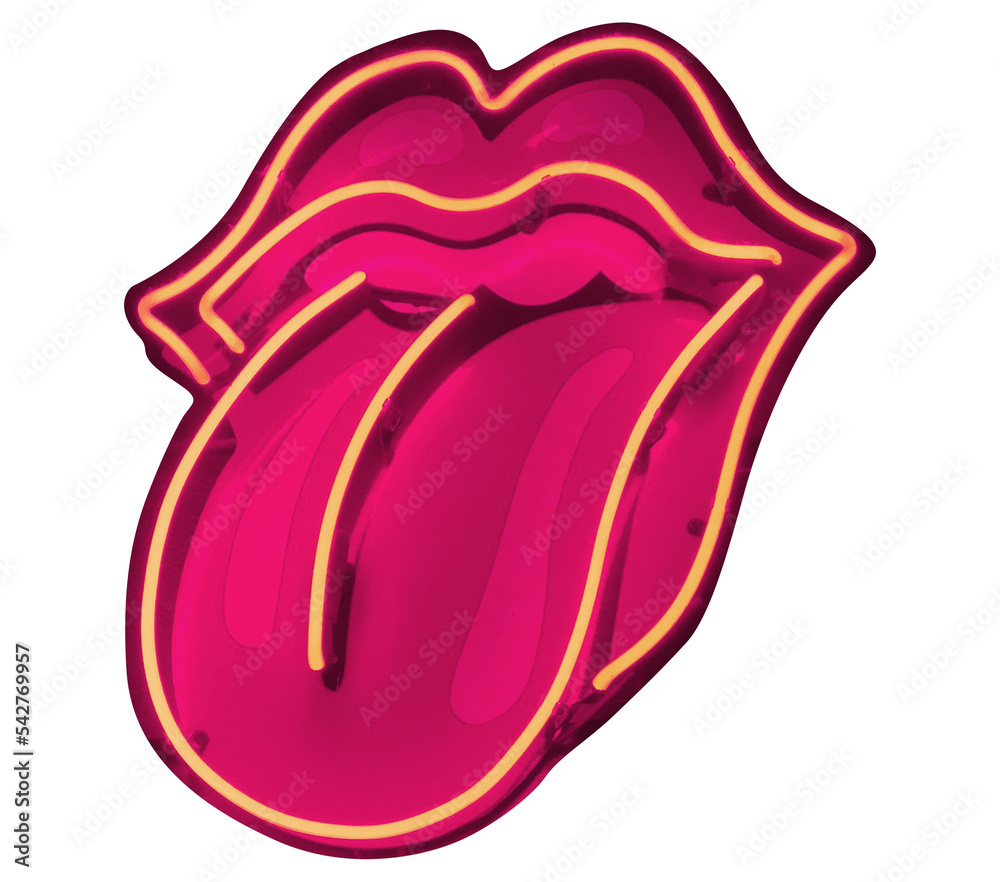 Retro Lips and Neon Lights Isolated on Transparent Background PNG Stock ...