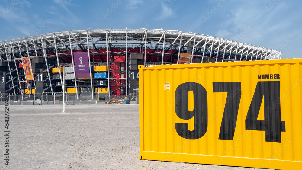 Doha, Qatar- Ocotber 10,2022 :Stadium 974 is a football stadium in Ras ...