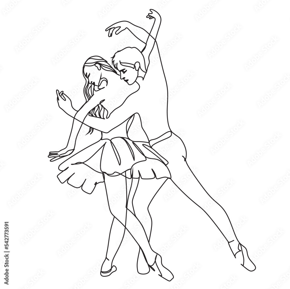 Printable one line ballerina drawing. Single continuous line drawing ...