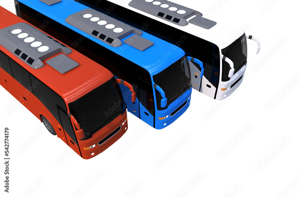 Colorful Buses Top View Stock Illustration | Adobe Stock