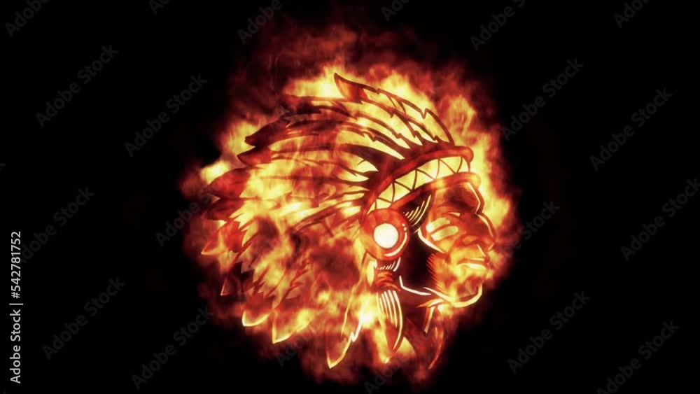 Fire Indian Warrior Face Logo Looping Animation Graphic Element V2 ...