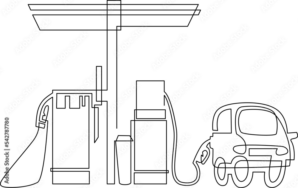 Gas station building construction at countryside. Fuel station service ...