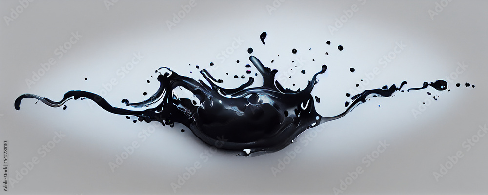 black ooze ink inky goo Color blobs water splash isolated on white ...
