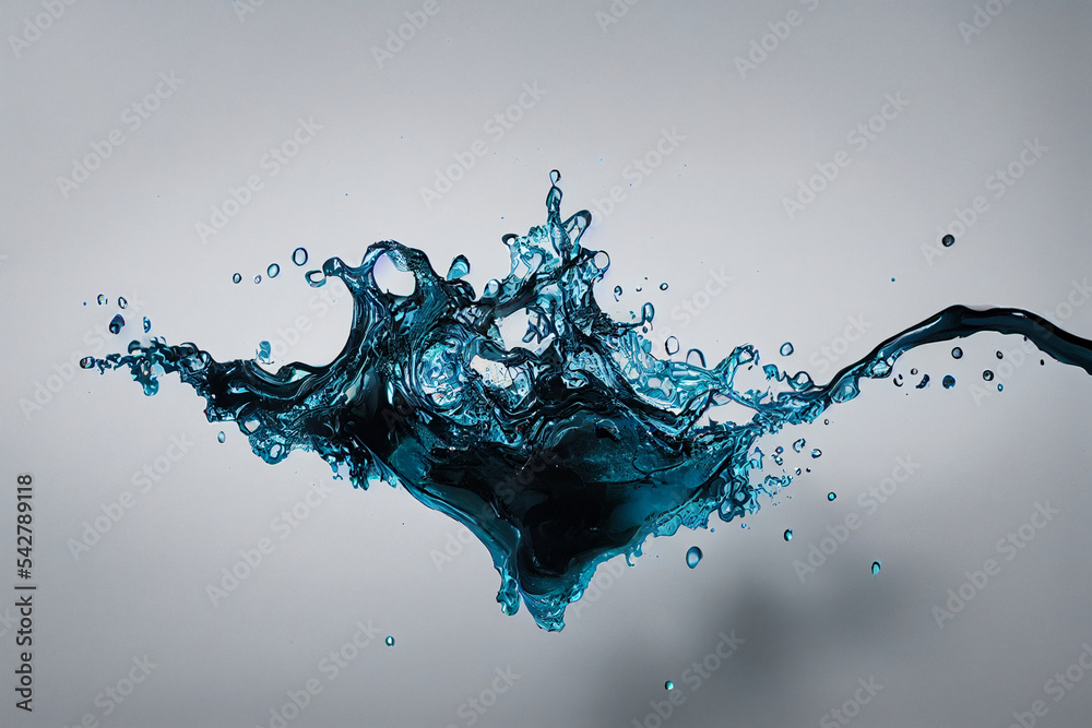 teal blue colored ooze ink inky goo Color blobs water splash isolated ...