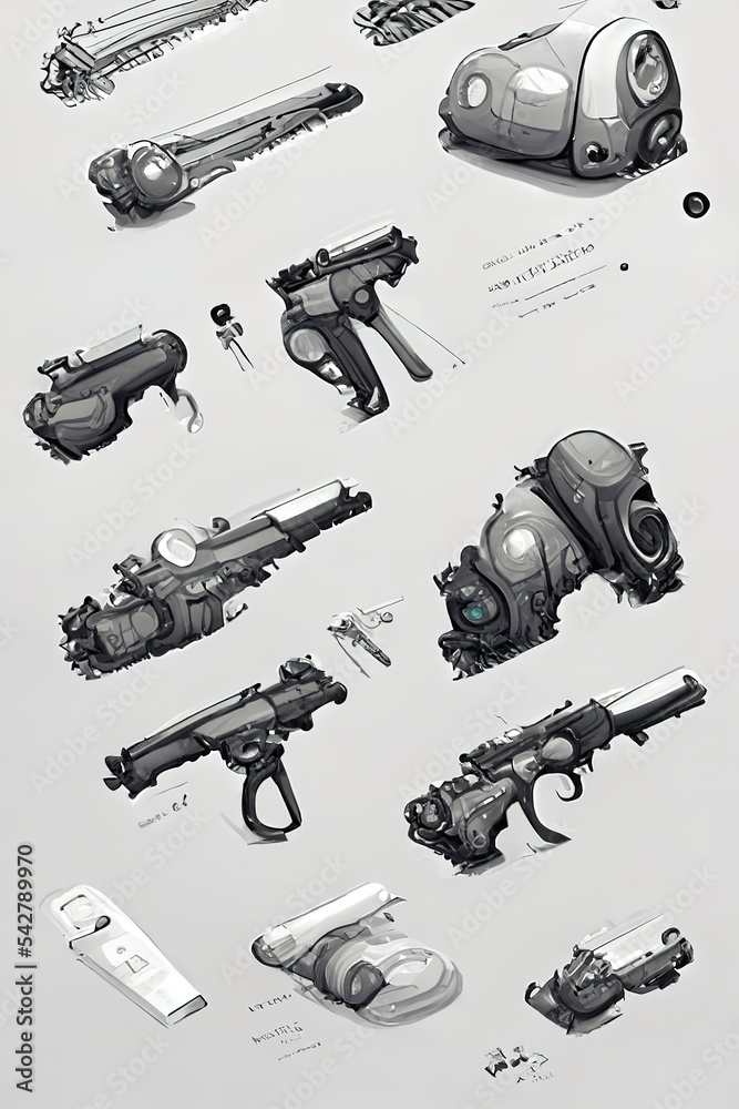 Futuristic guns concept art illustration Stock Illustration | Adobe Stock