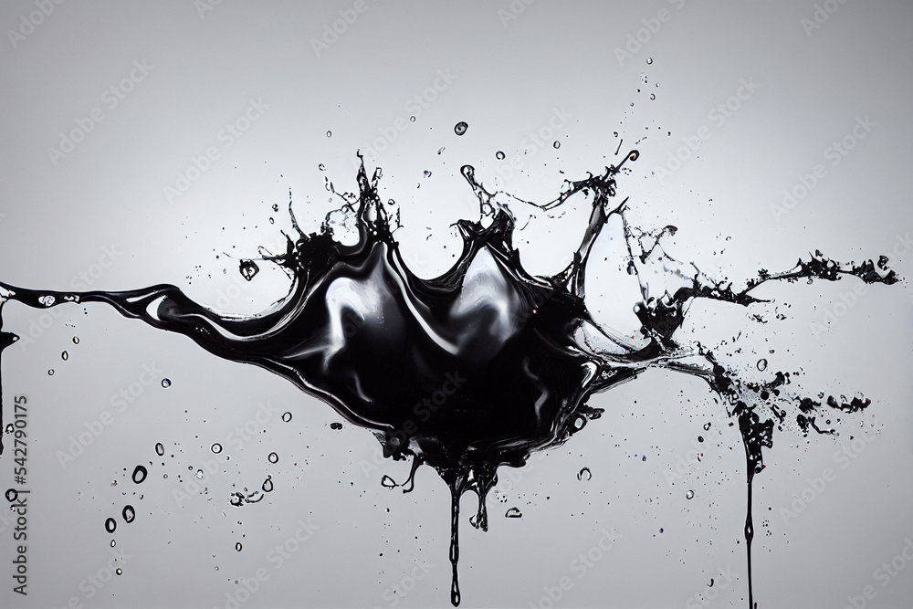 black ooze ink inky goo Color blobs water splash isolated on white ...