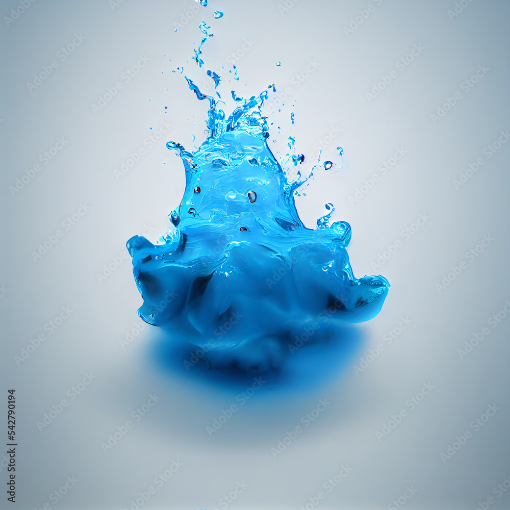 bright blue ooze ink inky goo Color blobs water splash isolated on ...