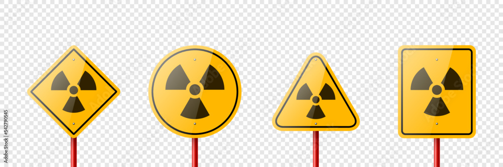 Vector Yellow Warning, Danger Radiation Sign Icon Set Isolated. Nuclear ...