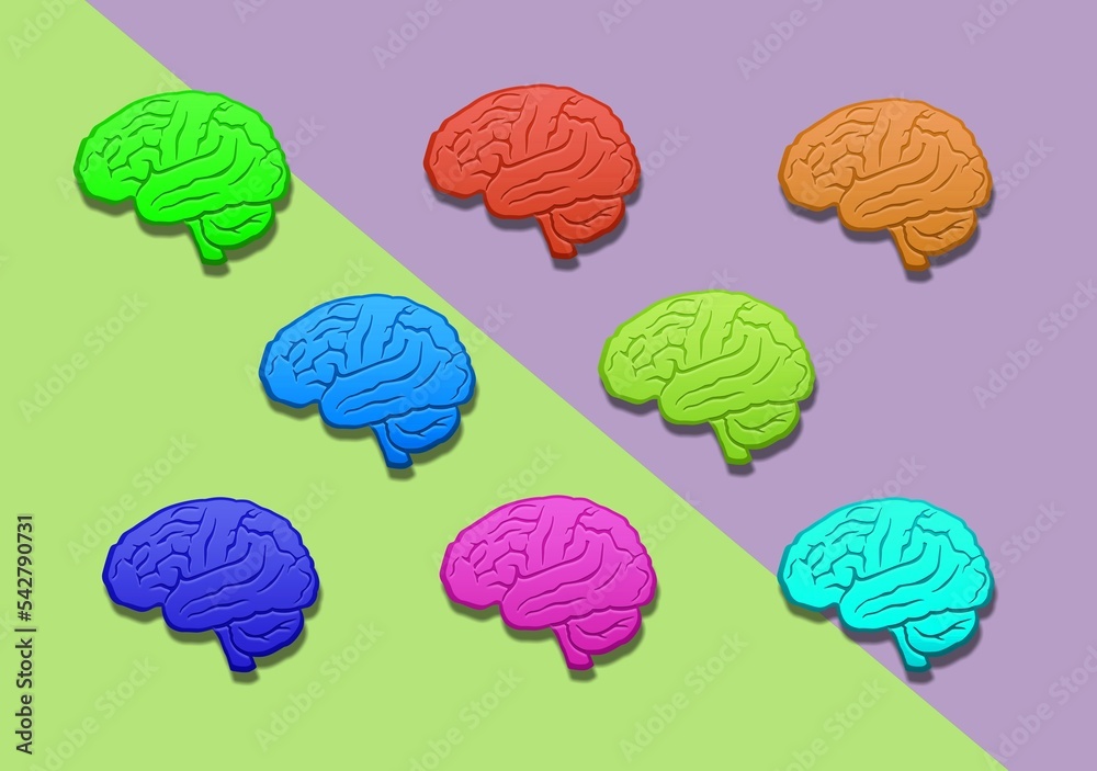 Neurodiversity concept. Set of colored brain images Stock Photo | Adobe ...