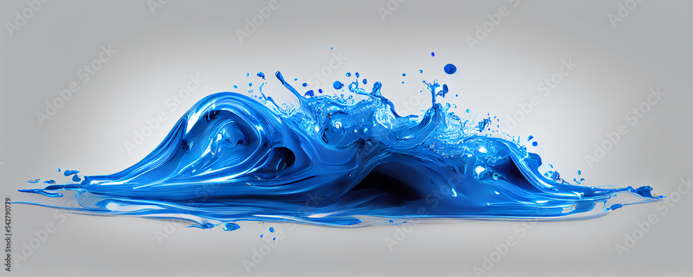 bright blue ooze ink inky goo Color blobs water splash isolated on ...