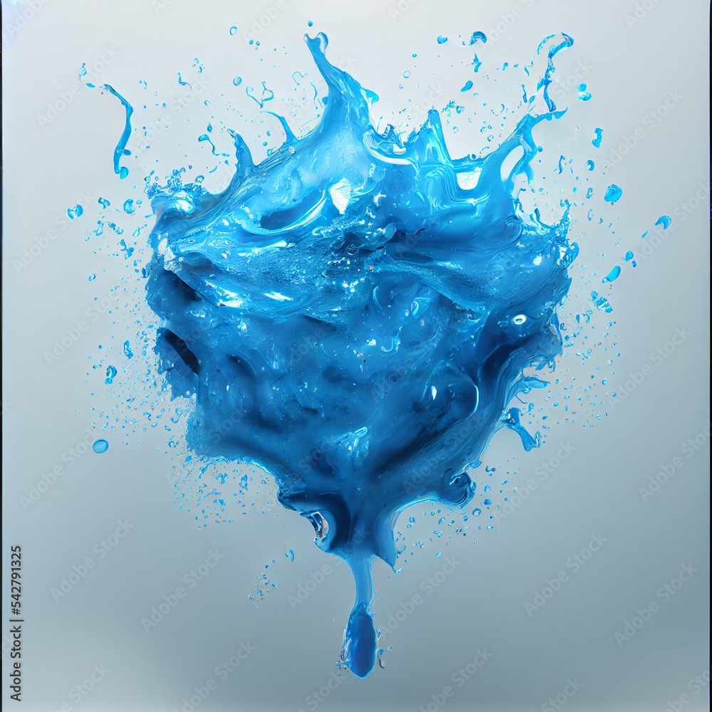 bright blue ooze ink inky goo Color blobs water splash isolated on ...