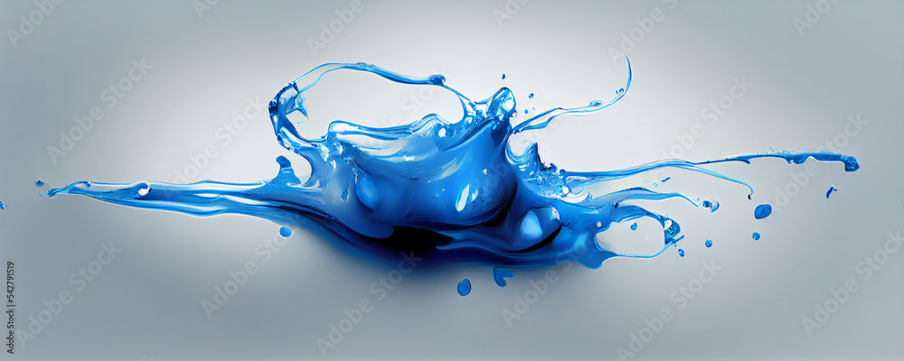 bright blue ooze ink inky goo Color blobs water splash isolated on ...