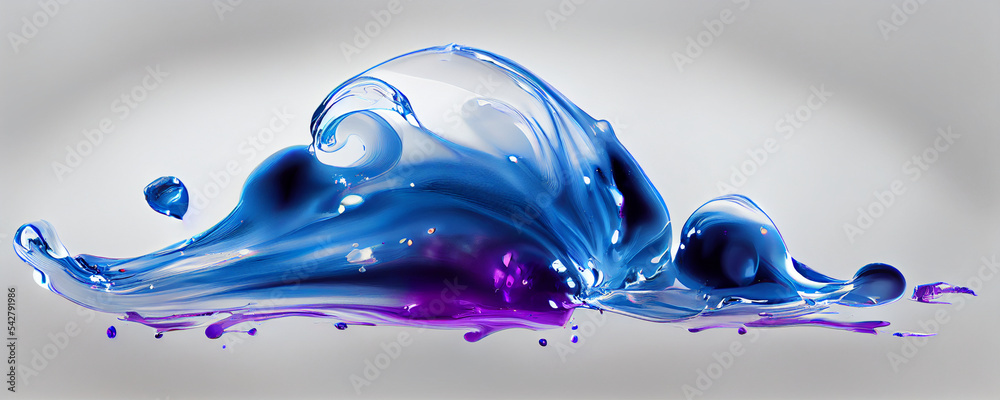 purple blue ooze ink inky goo Color blobs water splash isolated on ...