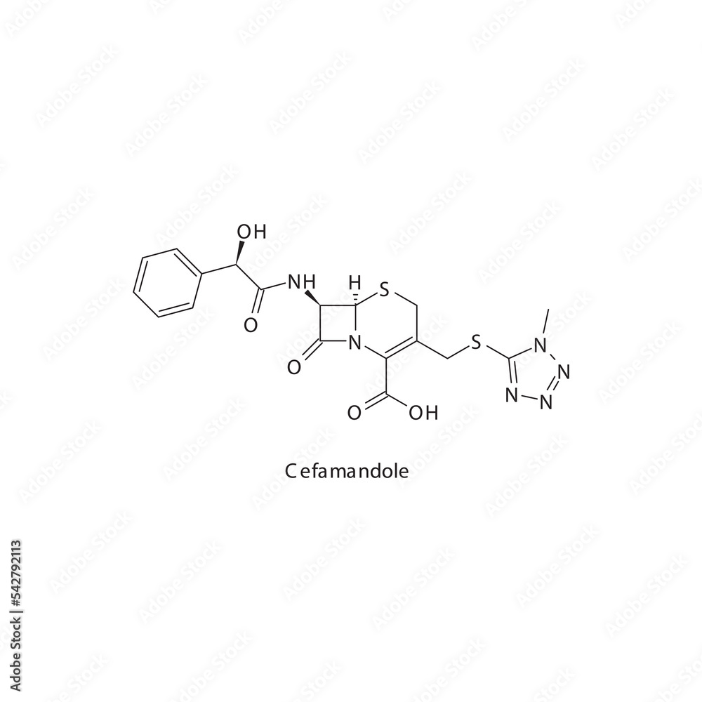 Cefamandole flat skeletal molecular structure 2nd generation ...