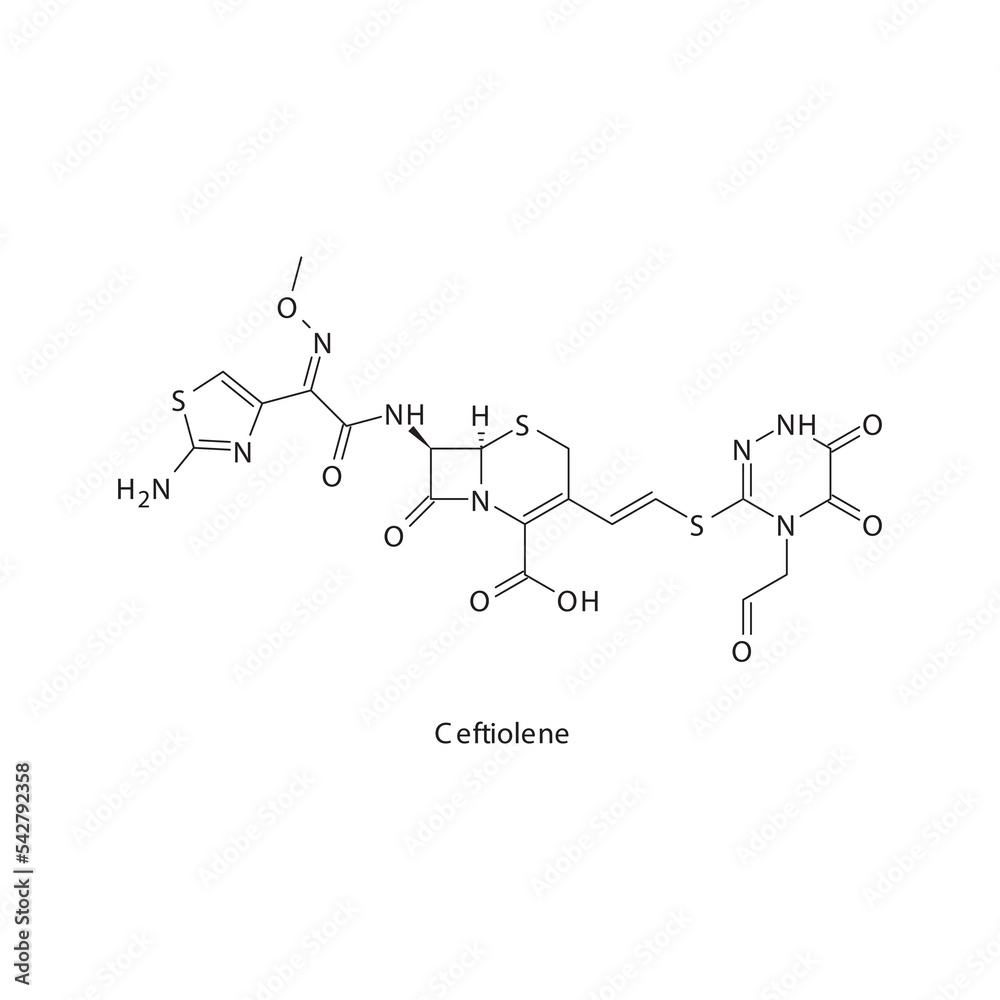Ceftiolene flat skeletal molecular structure 3rd generation ...