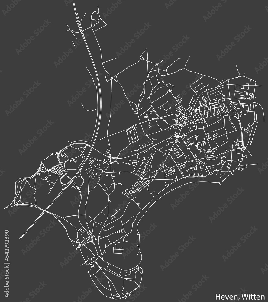 Detailed negative navigation white lines urban street roads map of the ...
