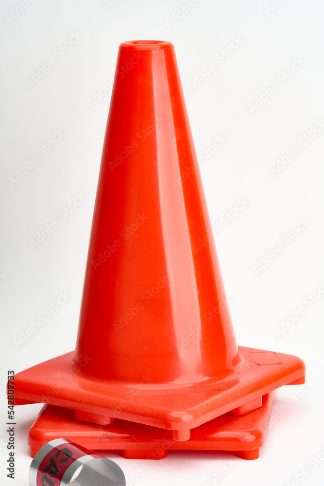 caution cone isolated on white Stock Photo | Adobe Stock
