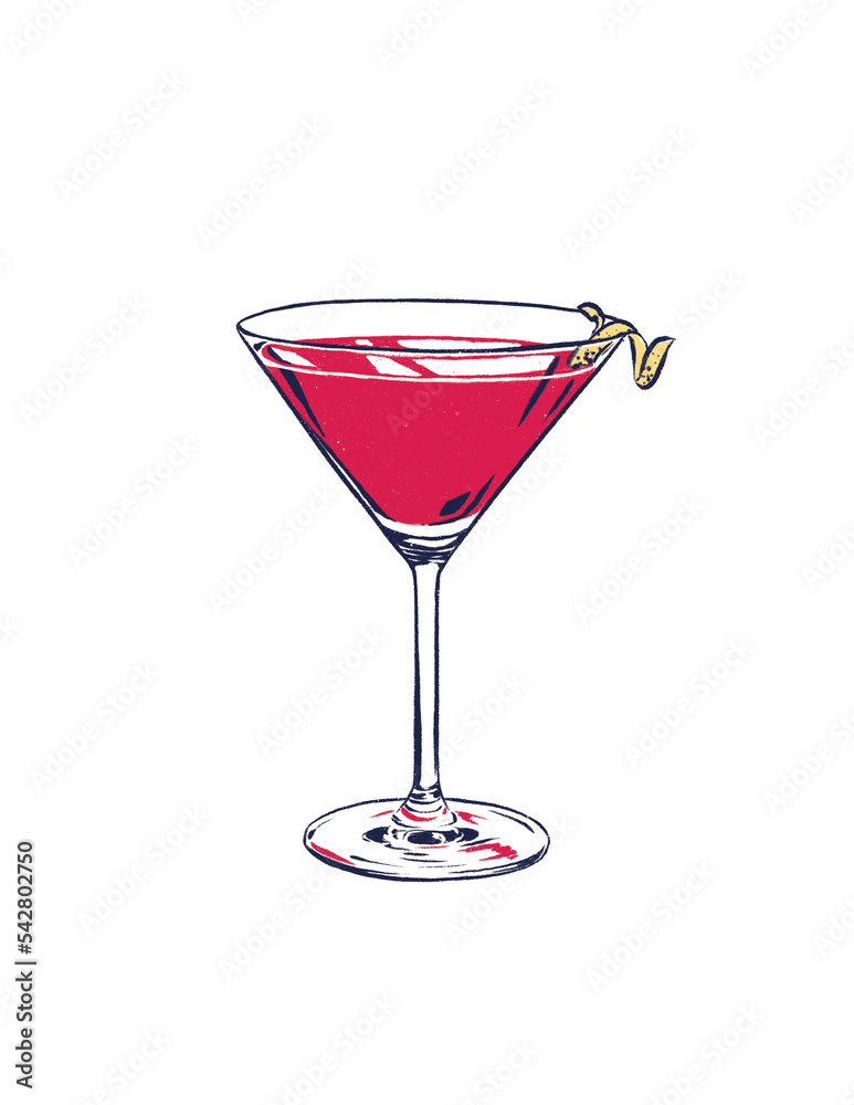 red cocktail drink isolated on white background - red alcoholic ...