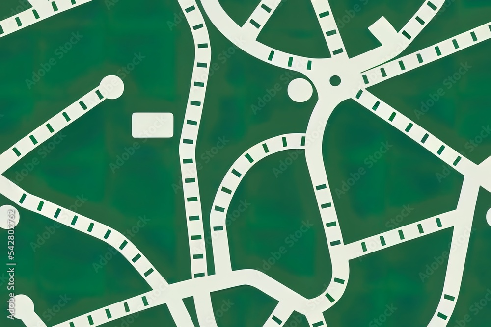 Railway train track 2d illustrated route. Rail pattern round circular ...