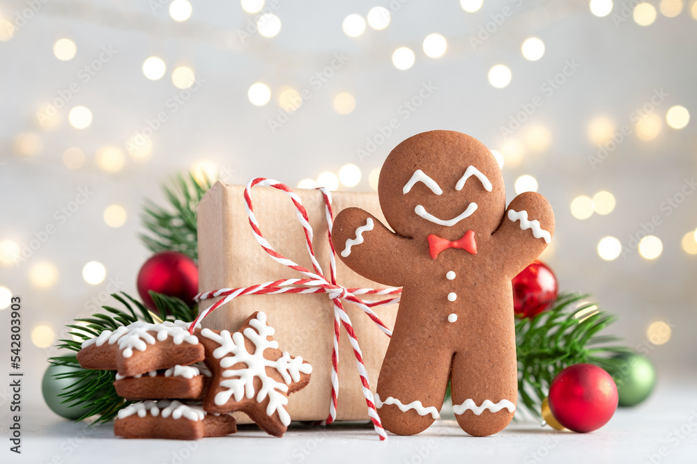 Cute Gingerbread man for Christmas card. Cozy concept of Christmas and ...