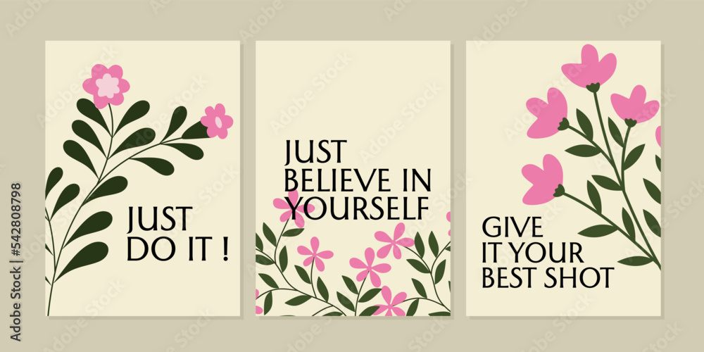 wall art motivational quotes.hand drawn leaves.beautiful and elegant ...