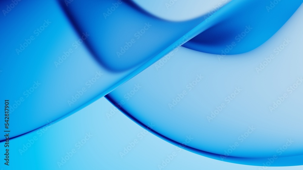 Abstract 3D light blue fluid twisted wavy glass morphism. Design visual ...