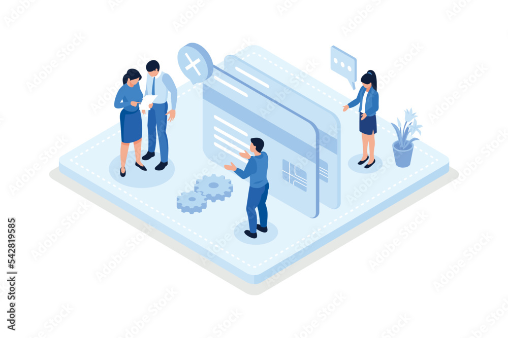 Characters having financial problems, debts and loans. People holding ...