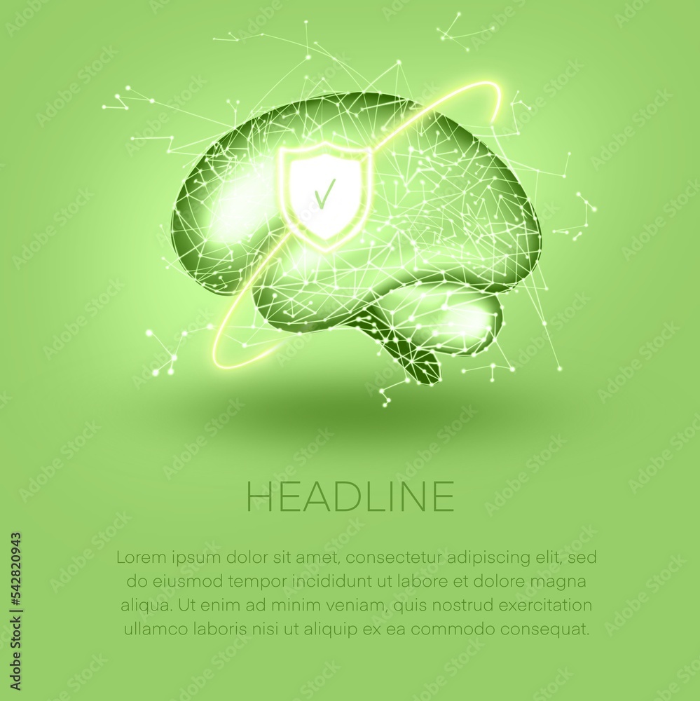 The concept of a healthy brain. hologram 3d illustration of the brain ...