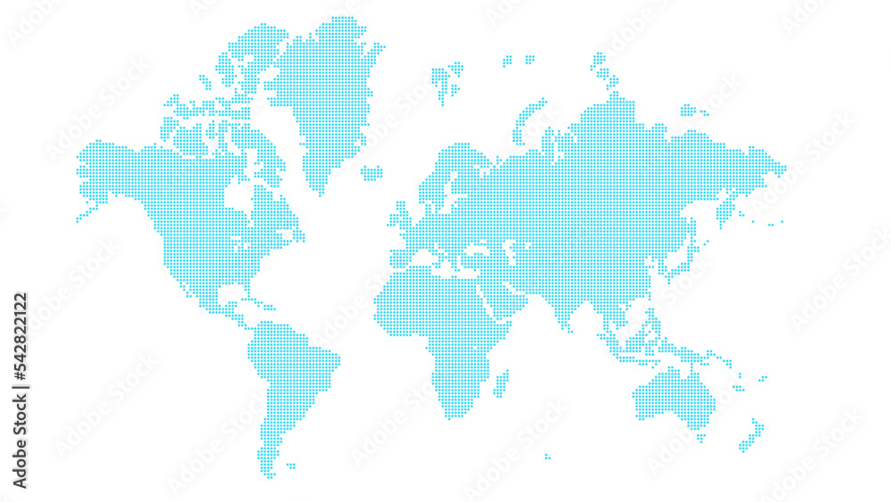 World map in mercator projection stippled illustration Stock Vector ...