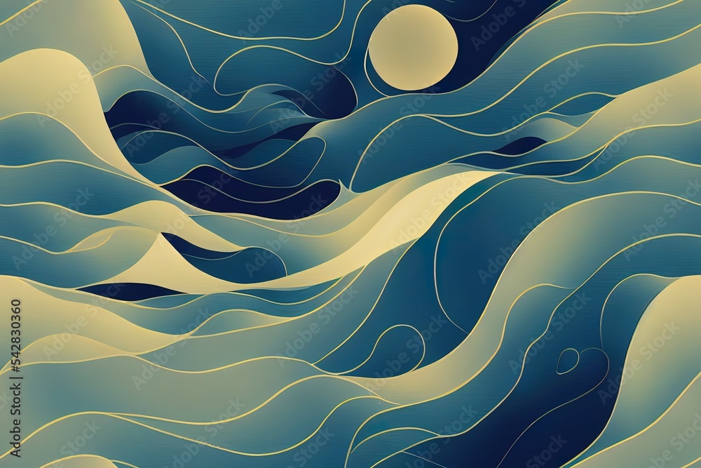 Ocean surface wave seamless. Underwater cartoon liquid pattern river ...