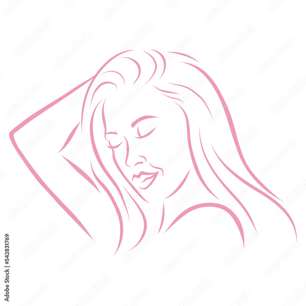 Beautiful Girl Sexy Woman Fashion Logo Design Simple Line Art Icon Ilustração Do Stock Adobe Stock