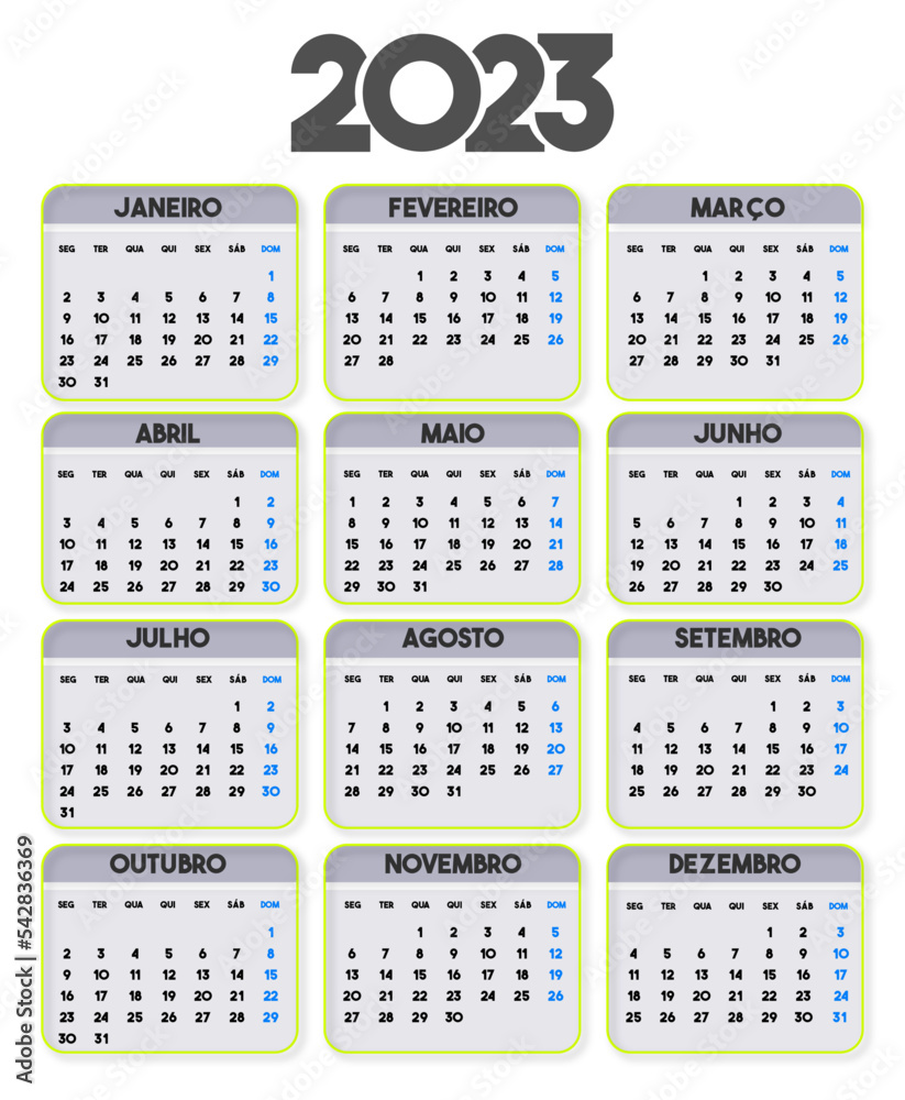 CALENDÁRIO BRASILEIRO, CALENDÁRIO EM PORTUGUÊS BRASIL, ANO 2023 ...
