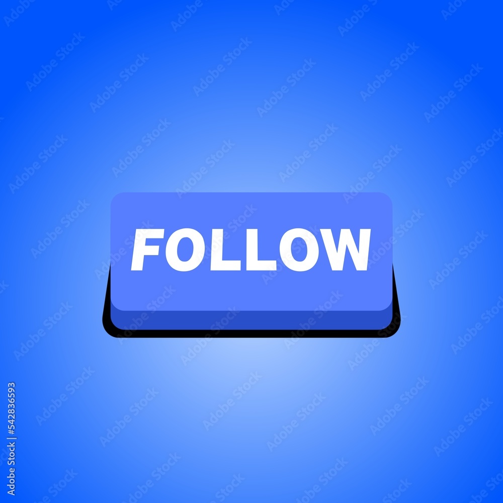 Social Media follow us button 3d rendering. Finger click on follow ...