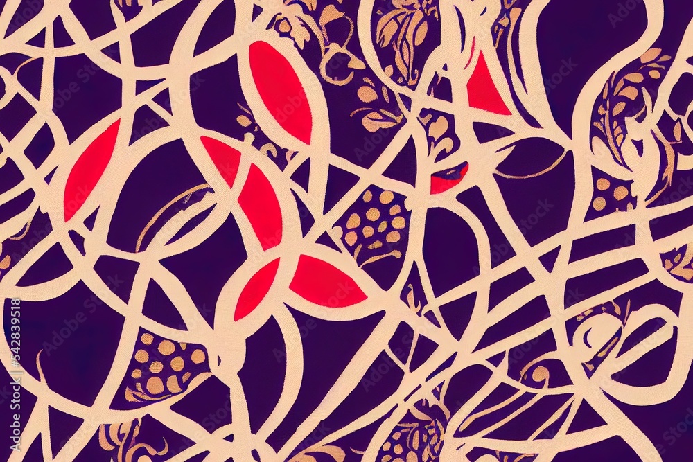 Colorful fabric print patterns supported by ethnic themes accompanied ...