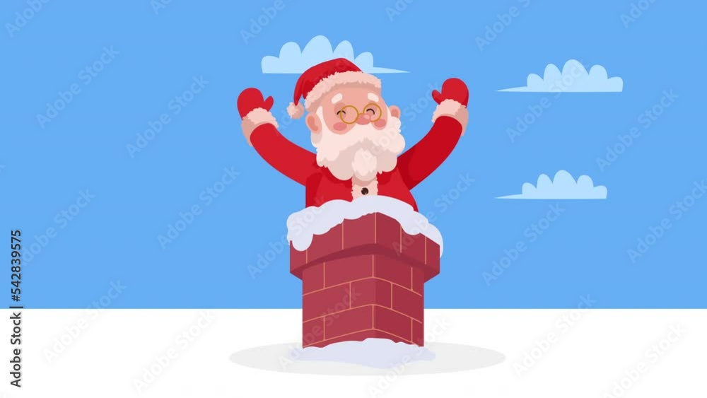 Vidéo Stock santa claus in chimney animation | Adobe Stock