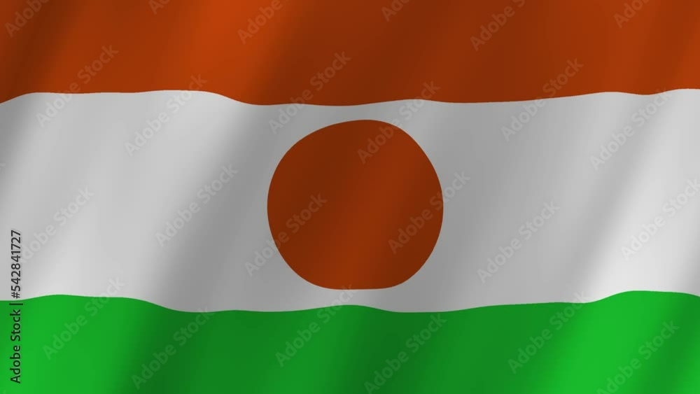 Niger flag waving animation. seamless loop animation flag video waving in wind. suitable for ...