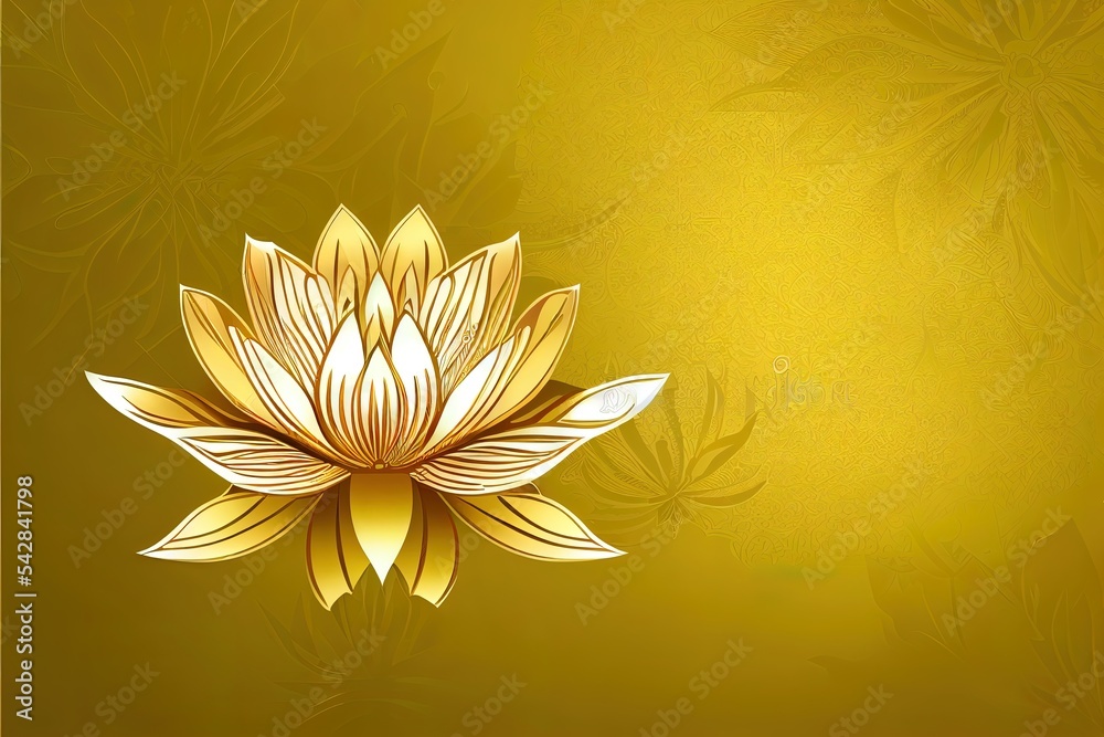 Luxury Golden lotus background . Gold Lotus line arts design for ...