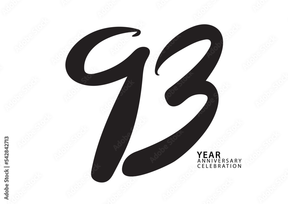 93 year anniversary celebration black color logotype vector, 93 number ...