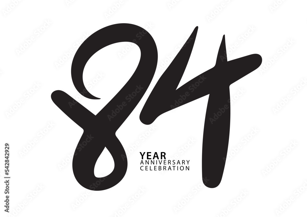 84 year anniversary celebration black color logotype vector, 84 number ...