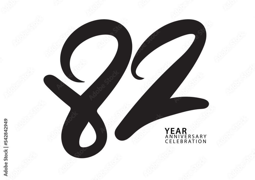 82 year anniversary celebration black color logotype vector, 82 number ...