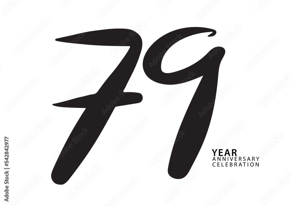79 year anniversary celebration black color logotype vector, 79 number ...