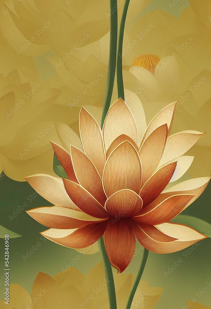 Ilustrace „luxury lotus wallpaper design , lotus line arts, Golden ...