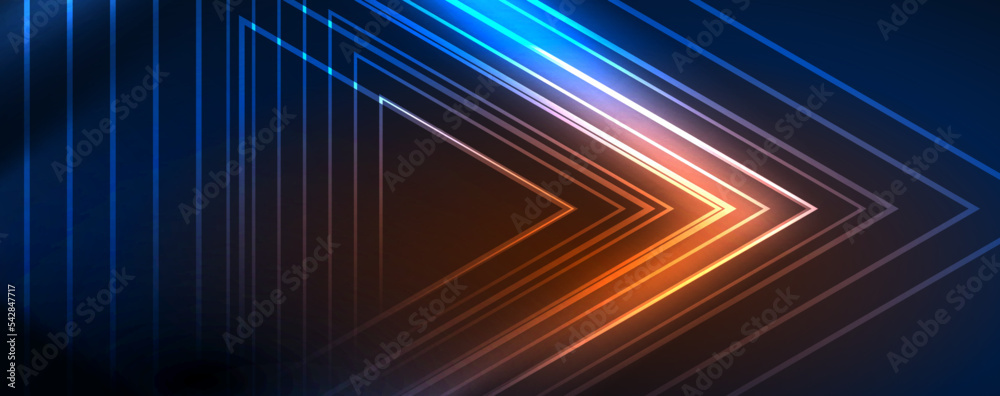 Neon glowing lines and angles, magic energy space light concept. Vector ...