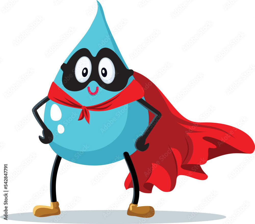 Superhero Water Drop Ecology Concept Vector Illustration. Funny heroic ...