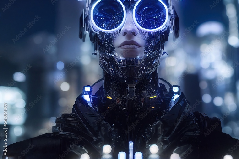 Stunning photorealistic cyborg portrait, ai generated illustration ...