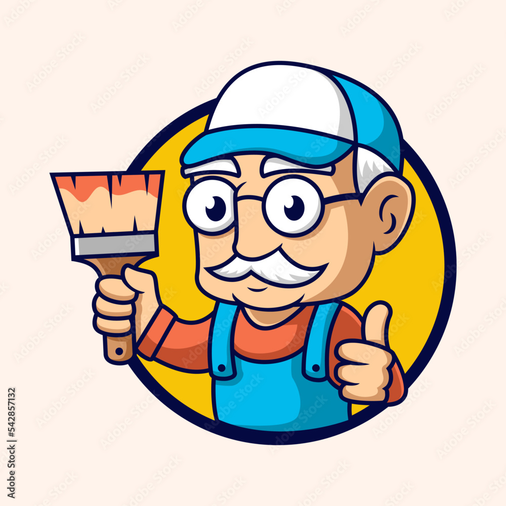 Cartoon Painter logo mascot, painter logo template Stock Vector | Adobe ...
