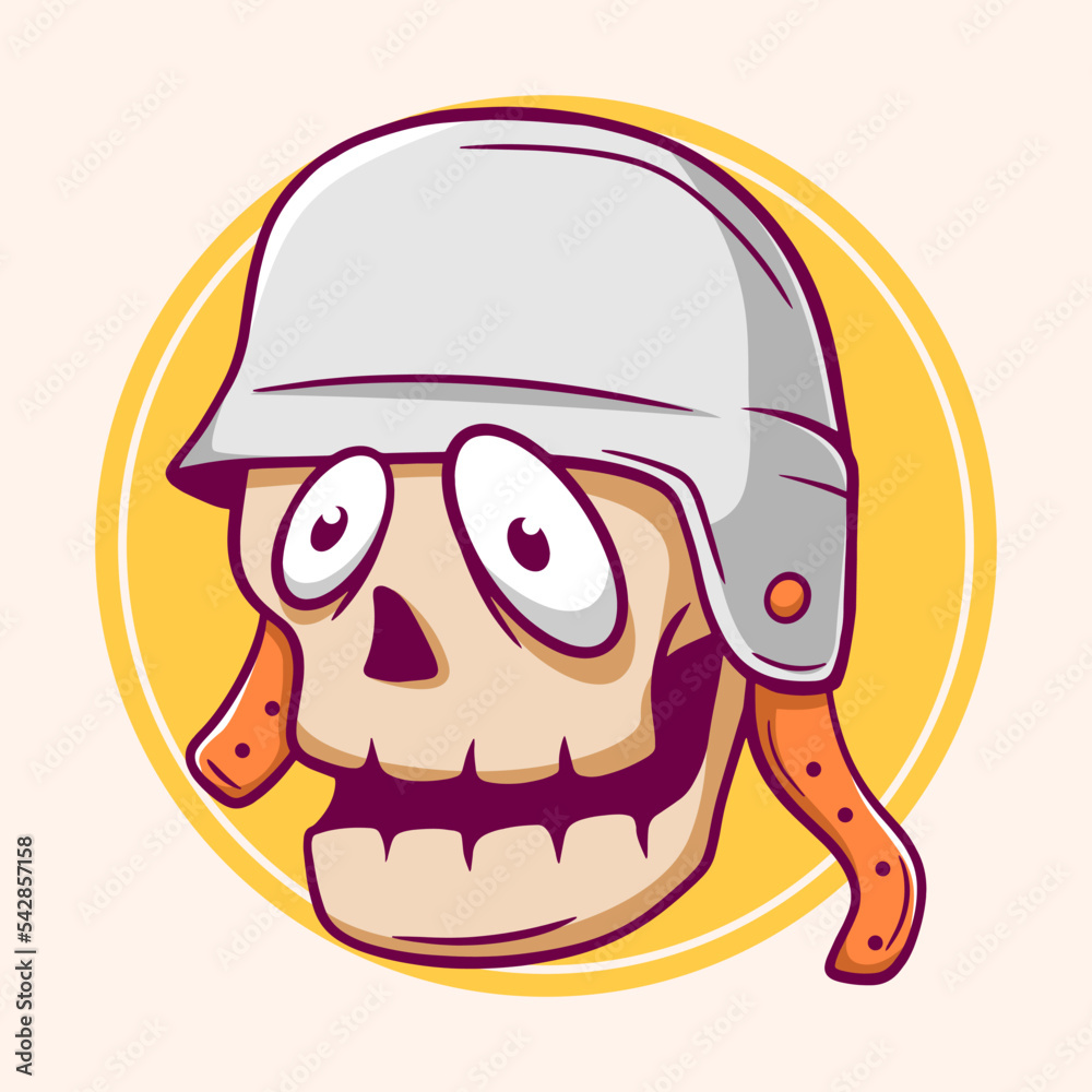 Hand drawn skull wearing helmet, cartoon skull Stock Vector | Adobe Stock