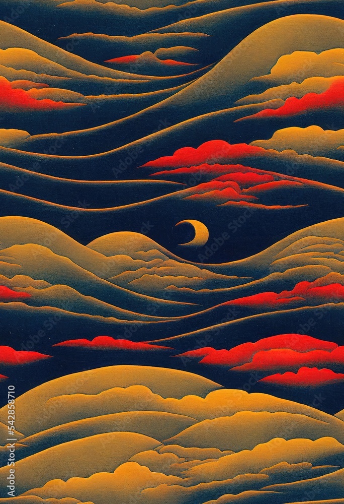 Motif Mega Mendung, batik motif typical of West Java Indonesia, curved ...