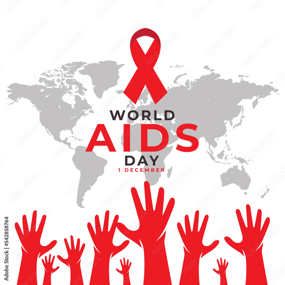 World AIDS Day.hand with red ribbon. Aids Awareness icon design for ...